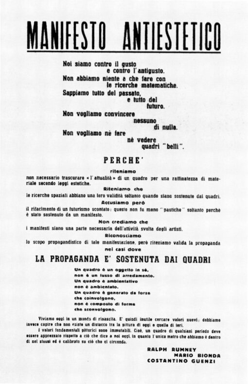 Manifesto antiestetico – Mario Bionda